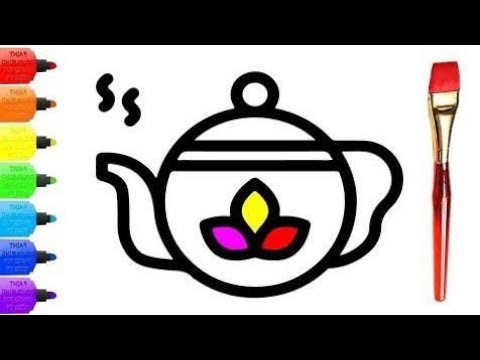 Kettle Drawing and colouring for kids| How to draw Kettle - YouTube
