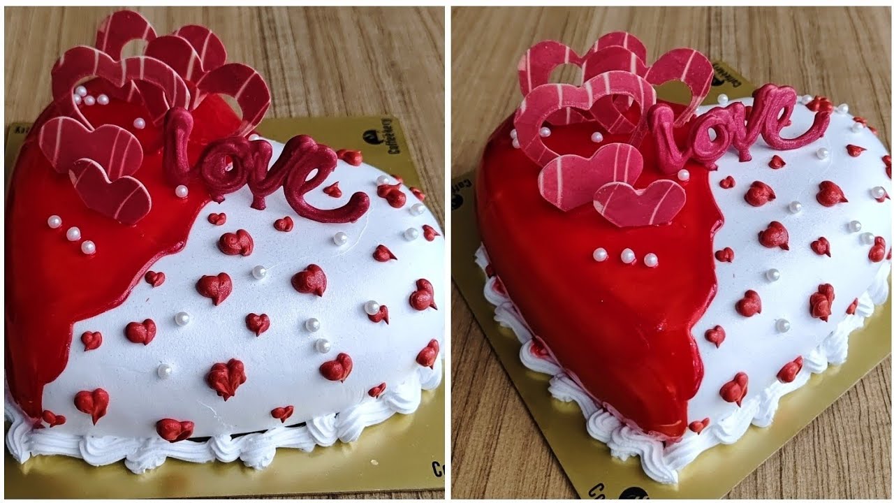 Dil Shape Cake New Decorate Cake Designing | Anniversary Cake Ideas ...