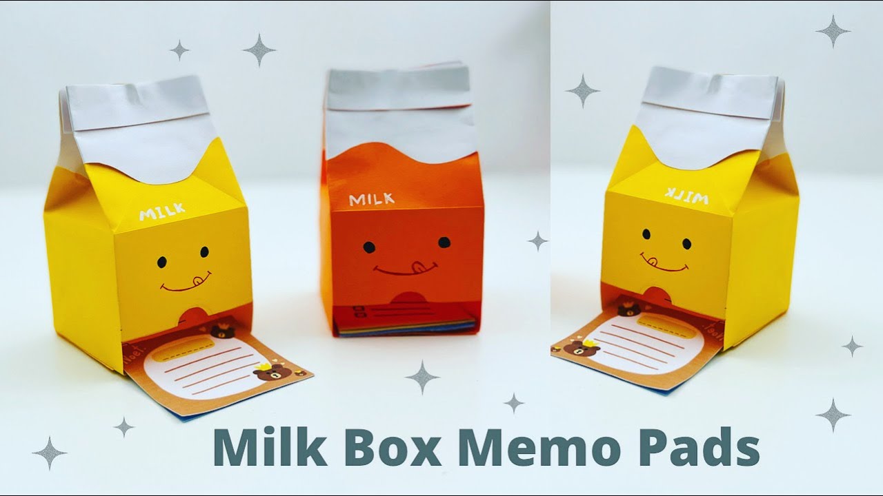 DIY Paper Milk Box Memo Pads / Diy Sticky note /How to make notepad ...