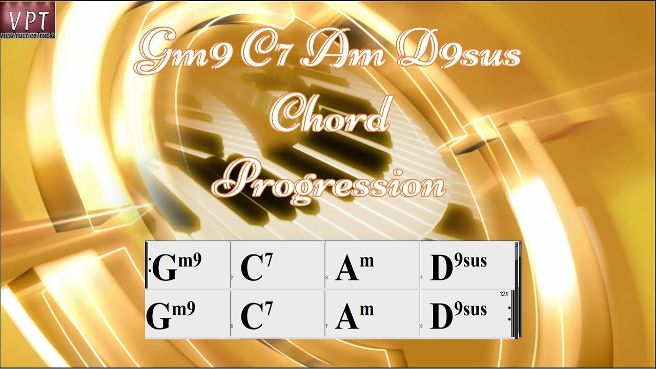 Gm9 C7 Am D9sus Bossa, chord progression, practice track - YouTube