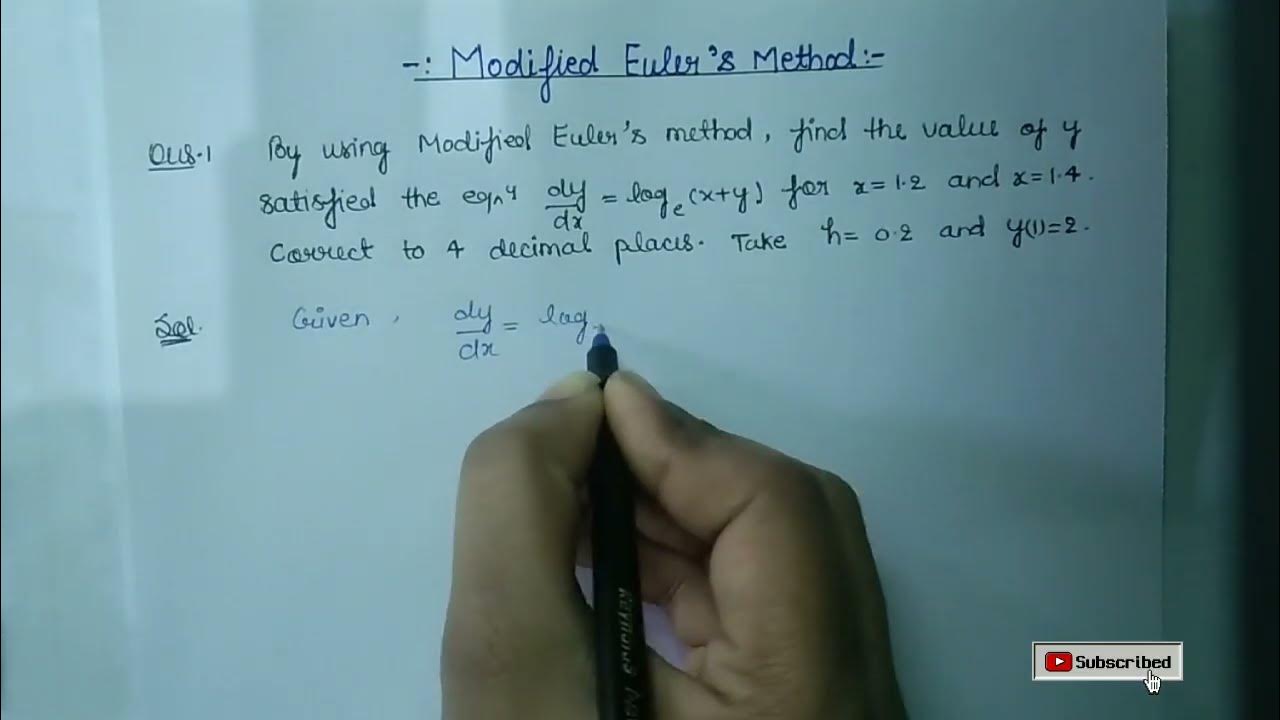 Modified Euler's Method problem #numericalanalysis - YouTube