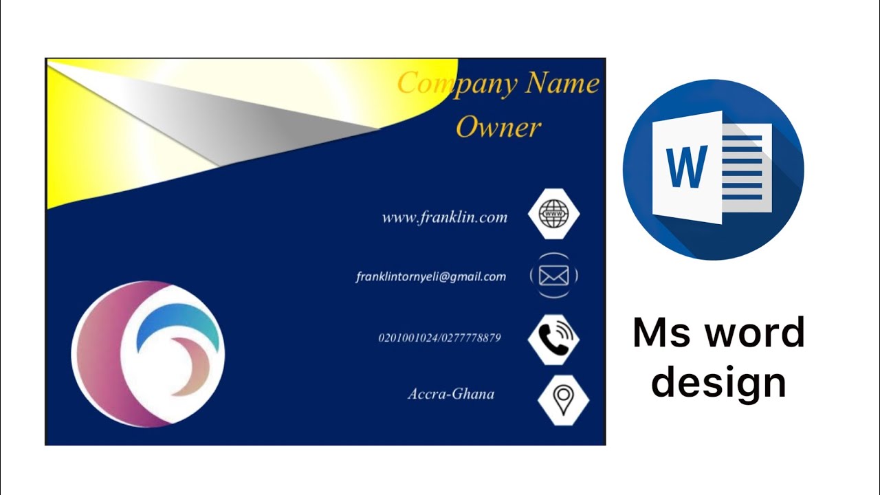 How to create Company Card in Microsoft Word - YouTube
