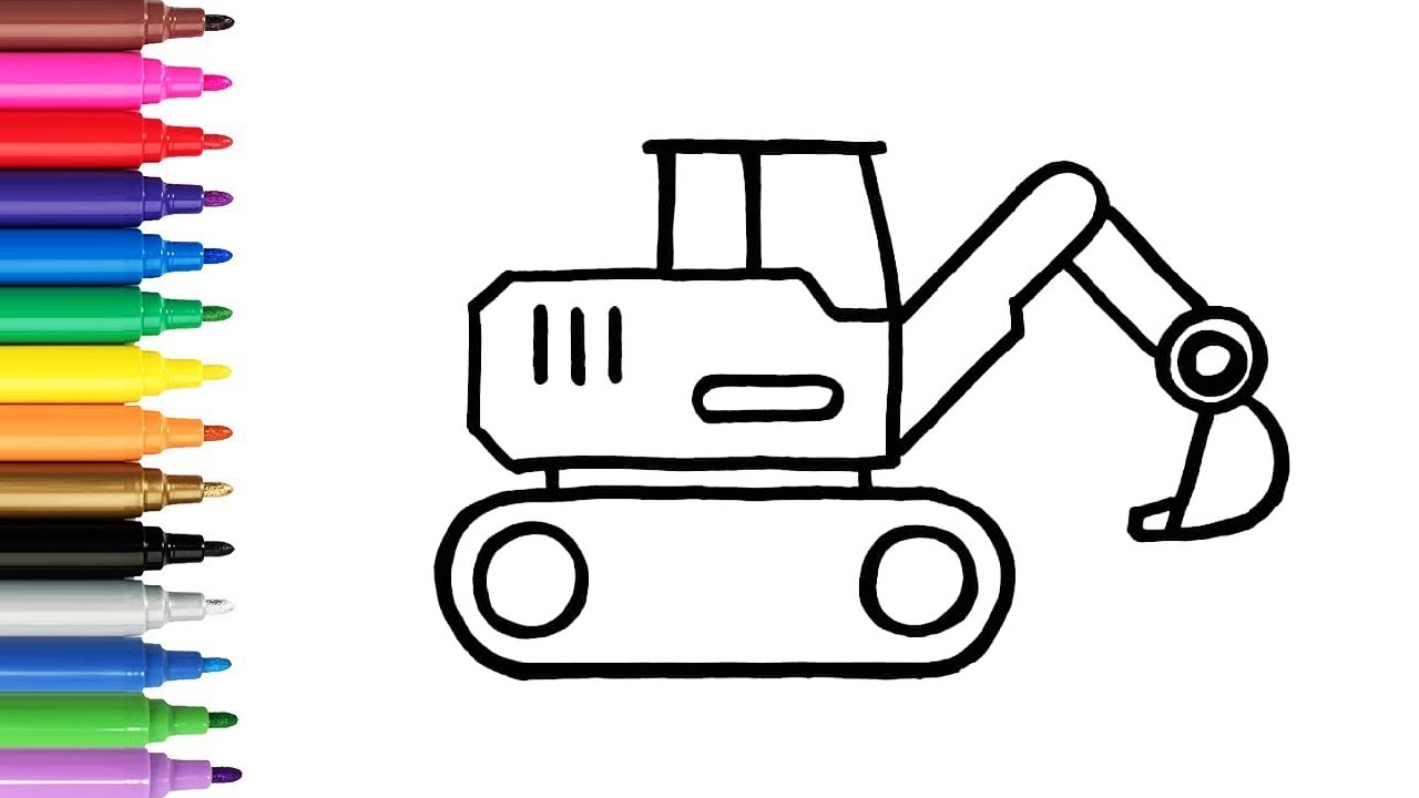 How to Draw a Excavator | JCB Drawing 🌈 Step by step | Easy Drawing and ...