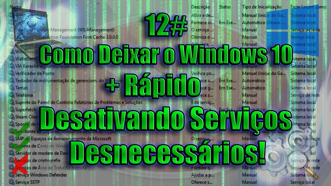 12# - Como Deixar o Windows 10 + Rápido - Desativando Serviços ...
