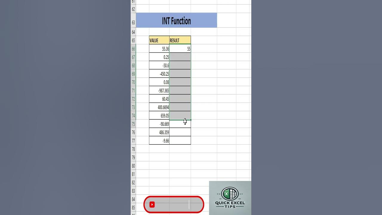 Master The Int Formula In Excel 🧮 Int Quickexceltips Exceldataanalytics Excel