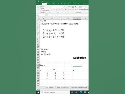 Simultaneous equations matrix #excel #exceltips #exceltutorial # ...