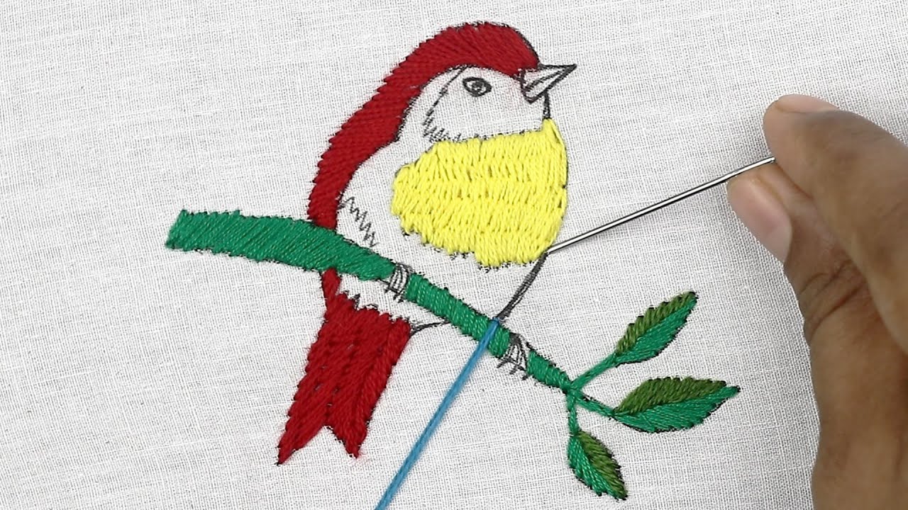 New Embroiders !! Improve your sewing skill with this very easy bird ...