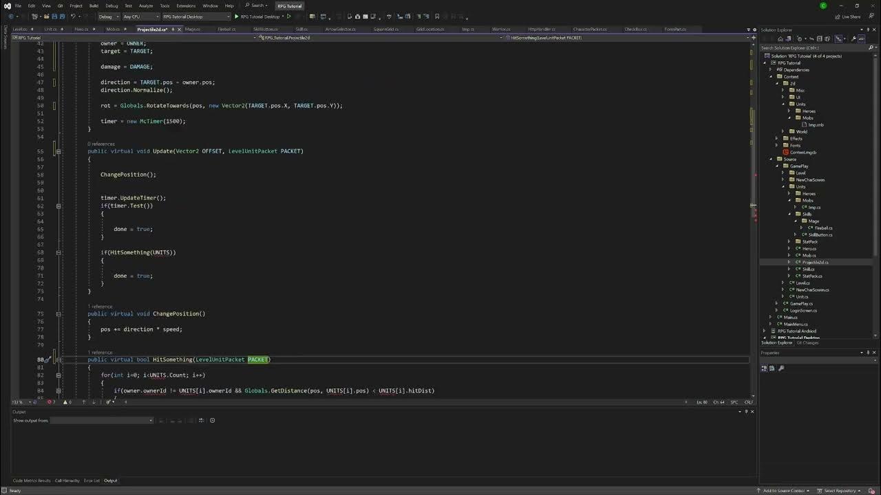 Skills 2: Projectiles and finishing Fireball - Monogame Dev Tutorials C# - p 2-20 - YouTube