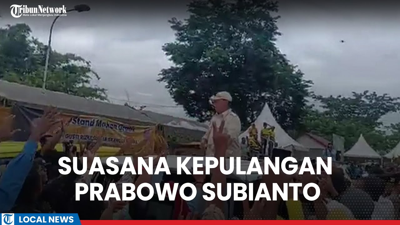 Suasana Kepulangan Prabowo Subianto di GOR Rudy Resnawan, Bagikan Baju ...