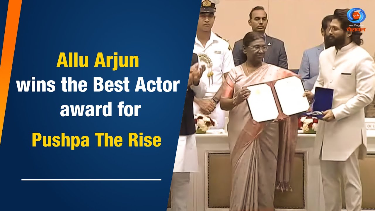 Allu Arjun wins the Best Actor award for Pushpa The Rise - YouTube