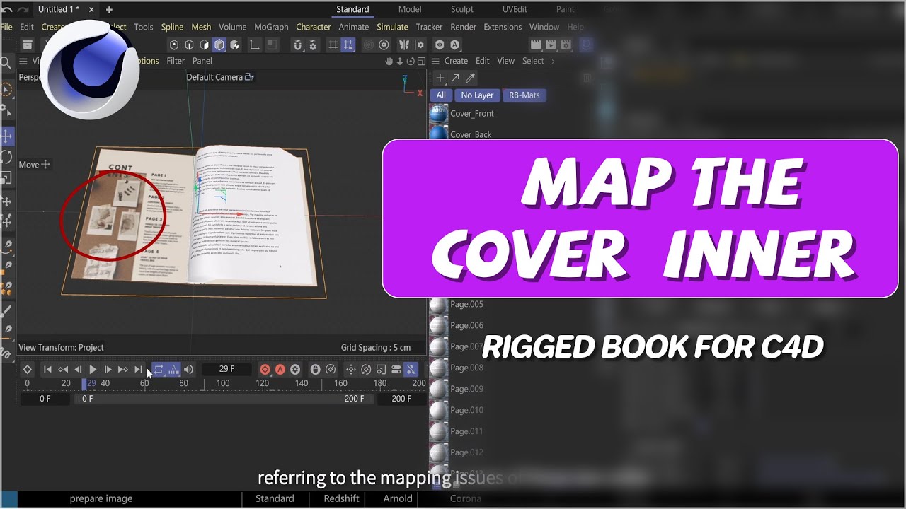 How to apply maps to the inner pages of the cover? (RB for C4D) - YouTube