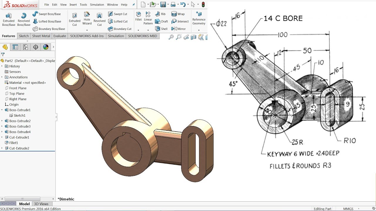 Solidworks Tutorial For Beginners Exercise 55 Youtube