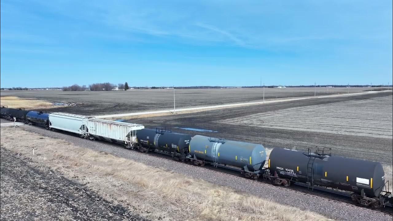 Drone video of southbound UP short train on the Spine Line - YouTube