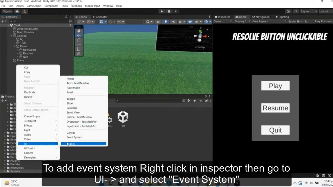 Solved buttons unclickable issue unity - YouTube