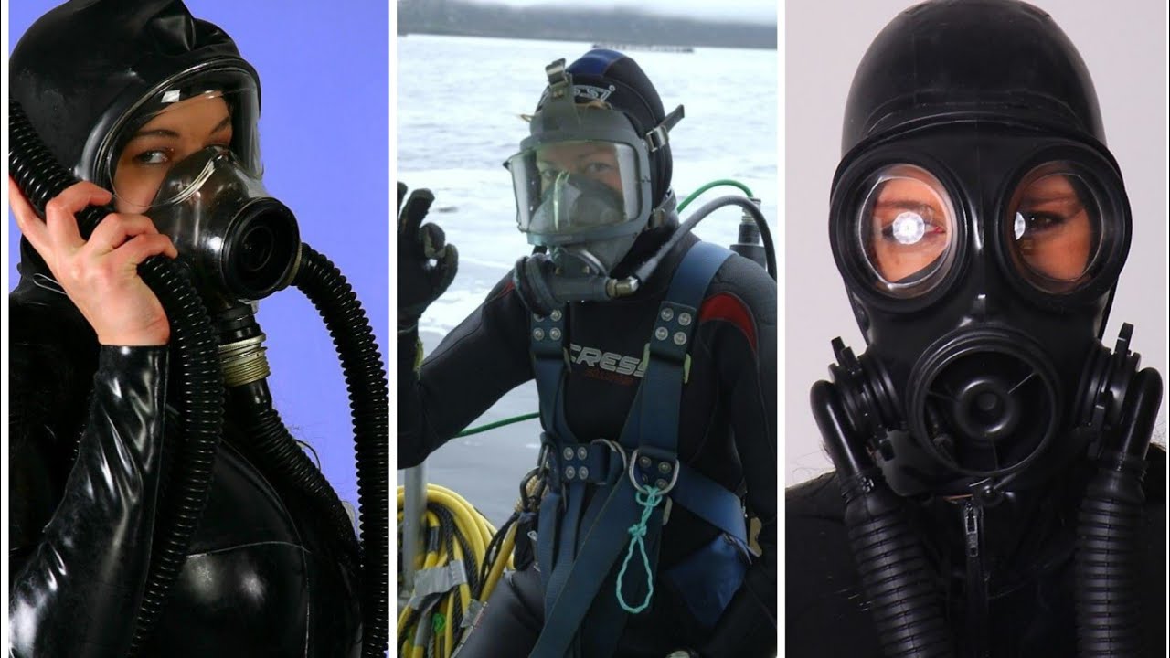 New creation of scientists latex full face gas masks&scuba diving gear ...