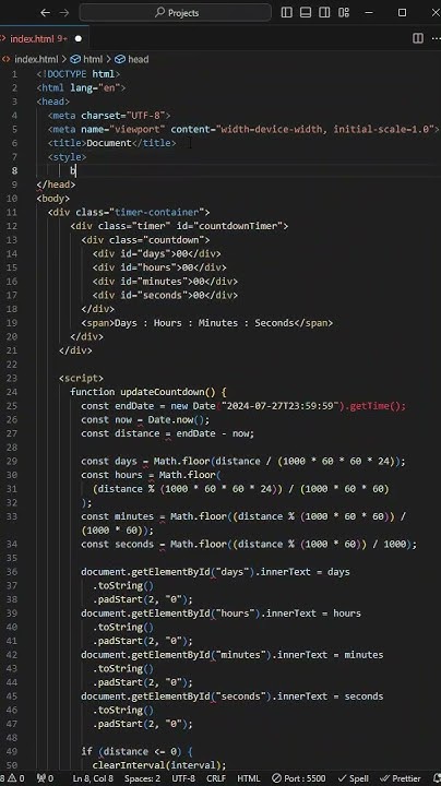 Dynamic Countdown Timer with HTML, CSS, and JavaScript - YouTube