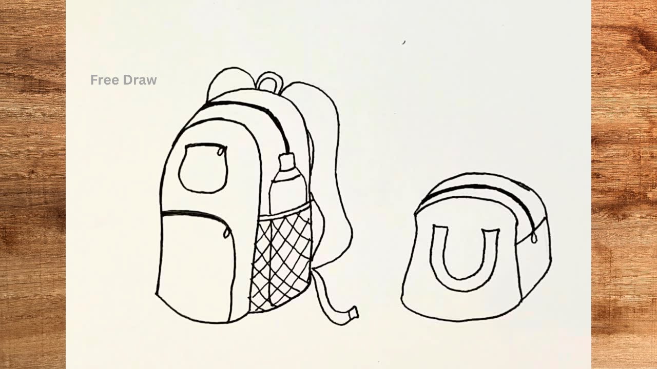 How to draw School bag and lunch bag easy || Simple School bag drawing ...