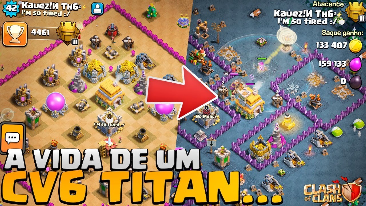 ESSA É A VIDA DE UM CV6 NA LIGA TITAN DO CLASH OF CLANS... - YouTube