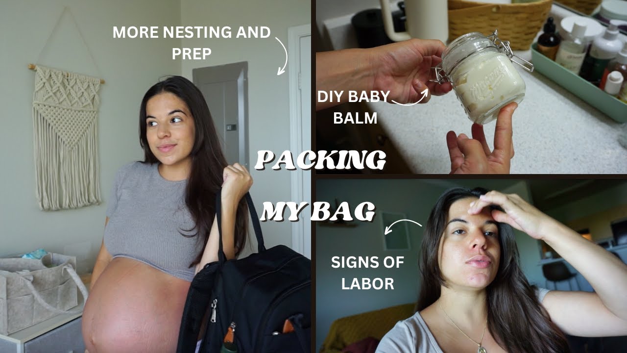 PACKING MY HOSPITAL BAG🤰🫶🏼 | more nesting, DIY baby balm, 38 week pregnancy update - YouTube