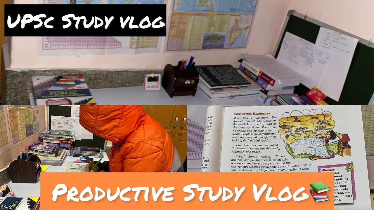 Productive Study Vlog📚|| A day in the life of UPSC Aspirant || Honest Study Routine - YouTube