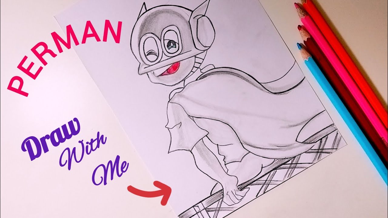 How To Draw Easy And Cute Perman | Perman Cartoon Character Drawing For ...