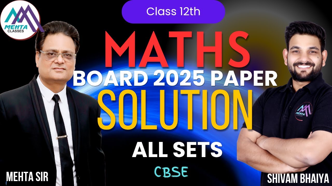SOLUTION Maths Board || Answer key || Maths 2025 || Mehta Classes ...
