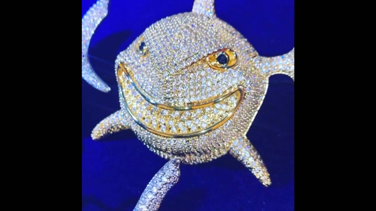 18k Gold Crazy Iced Shark Pendant | Bling Jewelz Hip Hop Jewelry ...