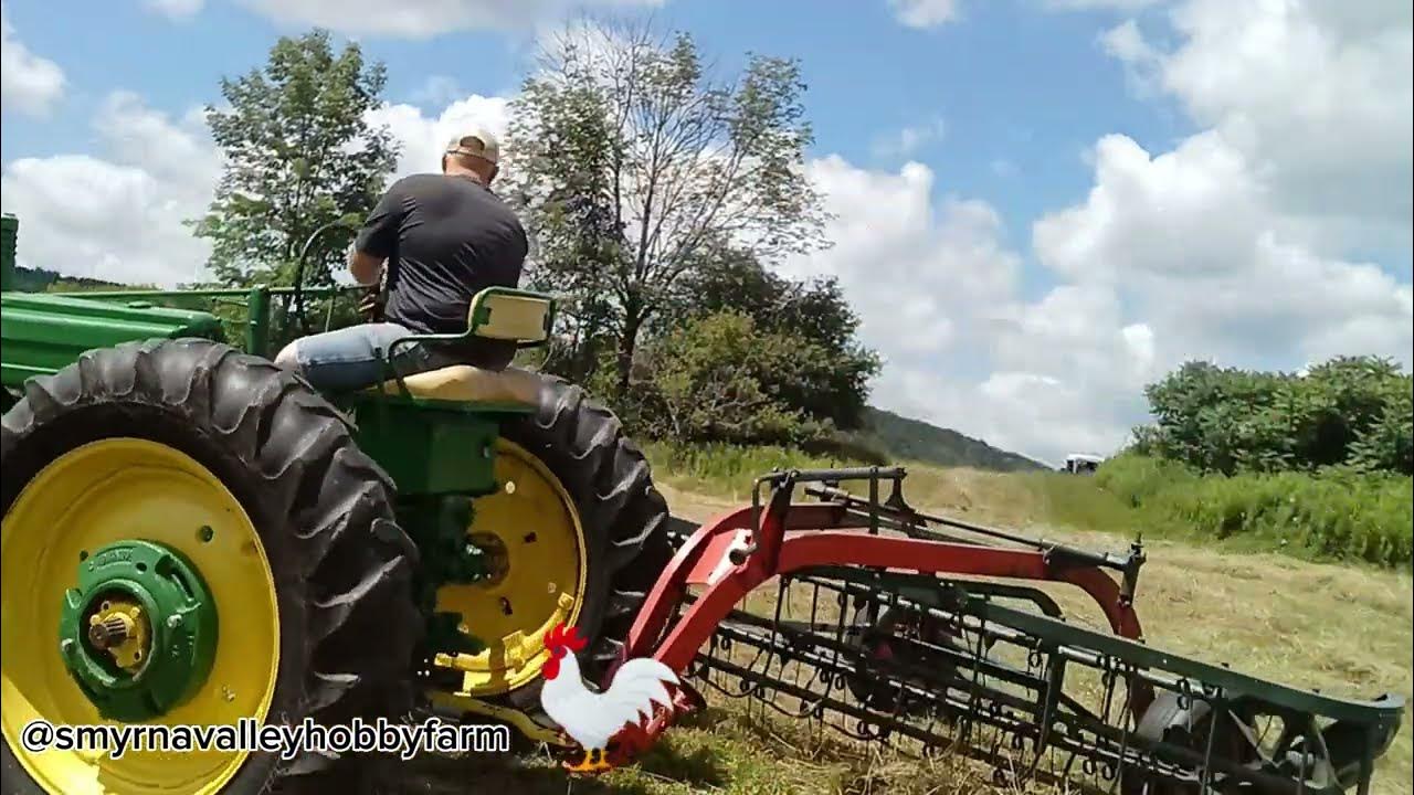 Raking and baling the last of our 1st cutting hay! @smyrnavalleyhobbyfarm - YouTube