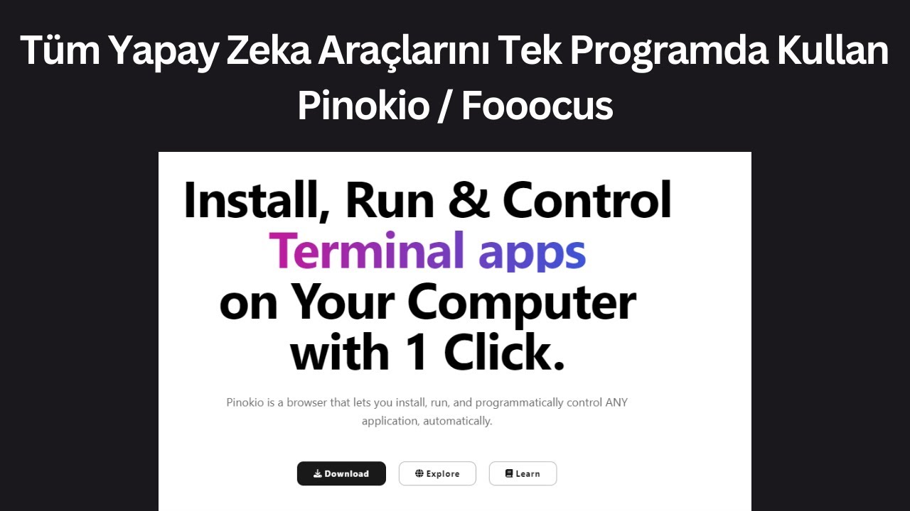 Pinokio İle Tüm Yapay Zeka Araçlarını Tek Programda Kullan.! #pinokio # ...