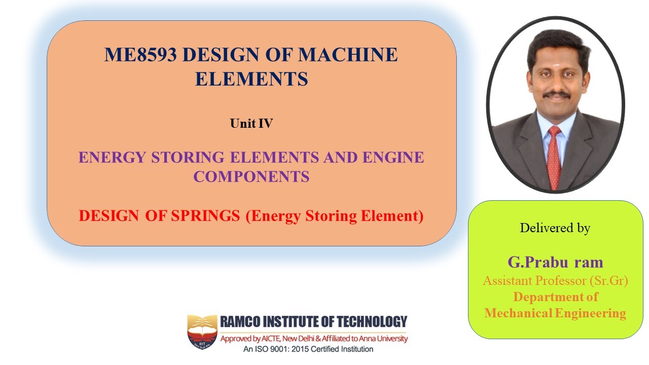 ME8593 - DME - Unit IV - ENERGY STORING ELEMENTS AND ENGINE COMPONENTS - Design of Leaf Springs ...