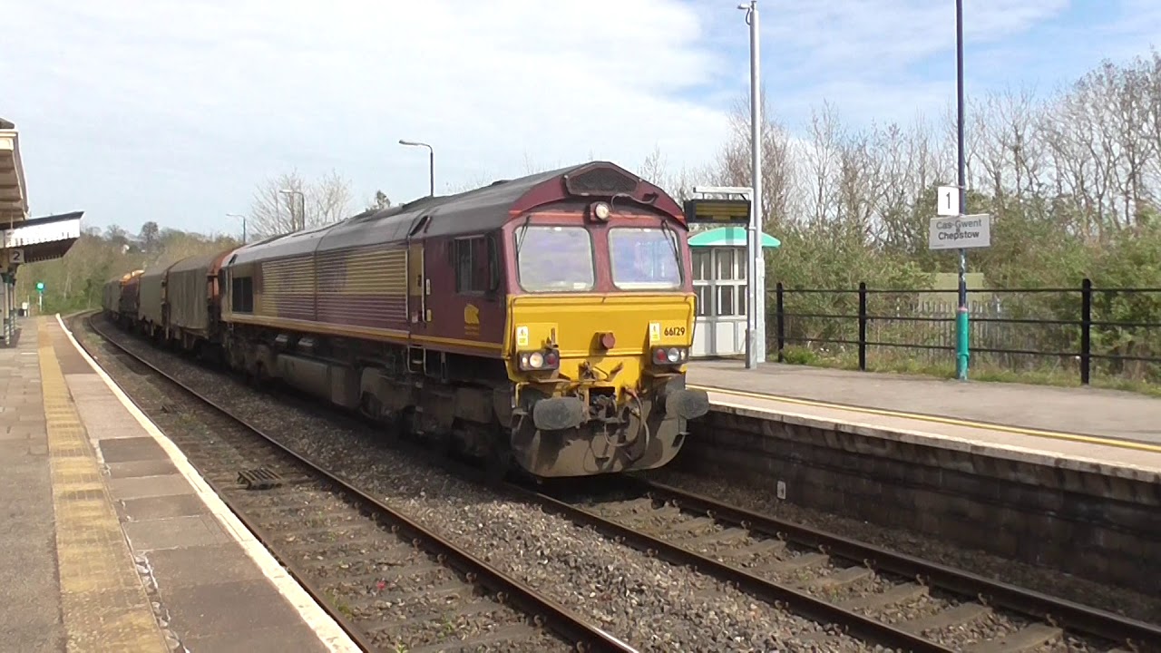DB Cargo UK Class 66 no: 66129 @ Chepstow {6V05} 08/04/2020. - YouTube