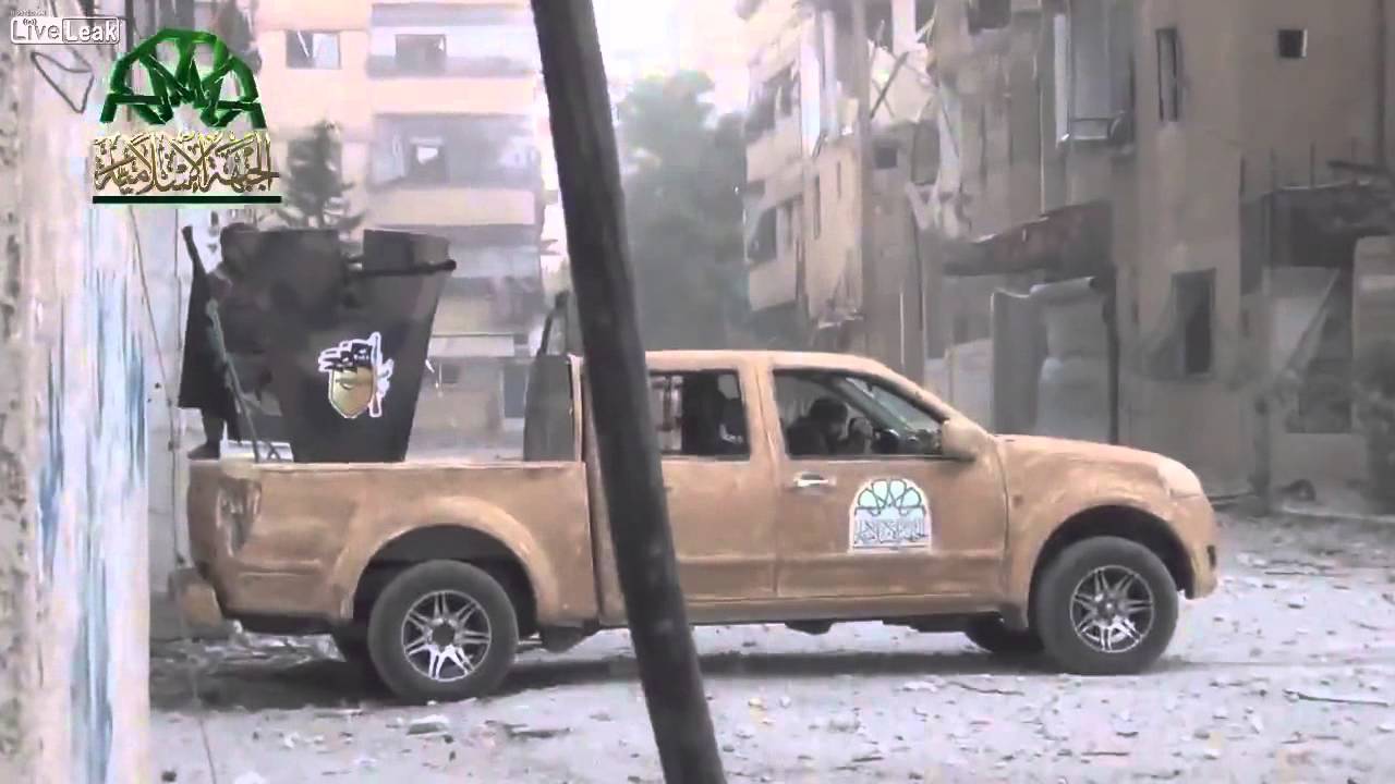 Syrian Technical in action near Maliha Damascus - YouTube