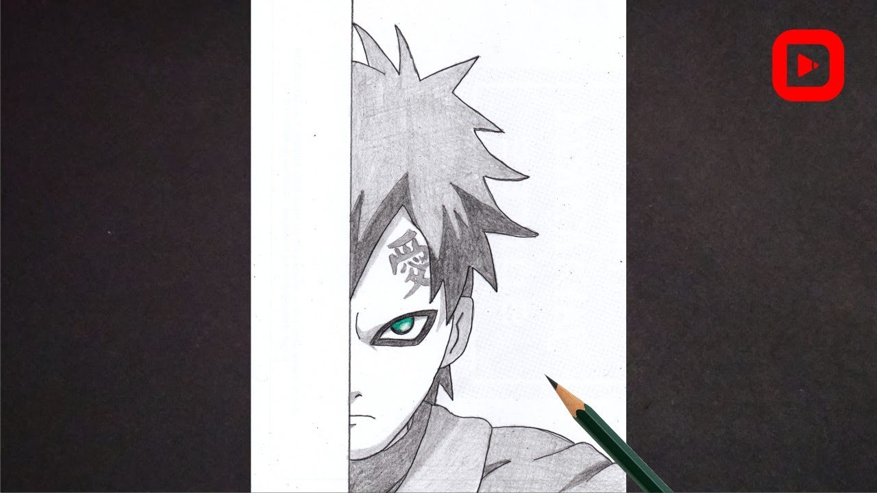 How to draw Gaara Half Face || Naruto || Easy anime drawing || Easy ...