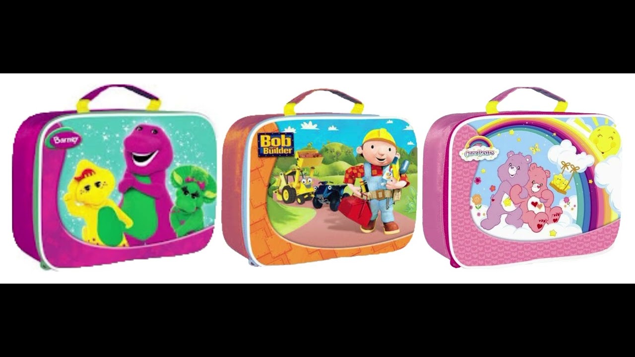 3 DVD Lunchbox Sets (Barney Bob The Builder & Care Bears) - YouTube