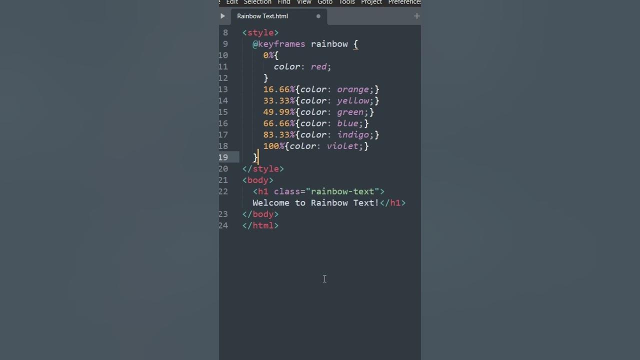 Rainbow Text Html Css Codingbipro Youtube