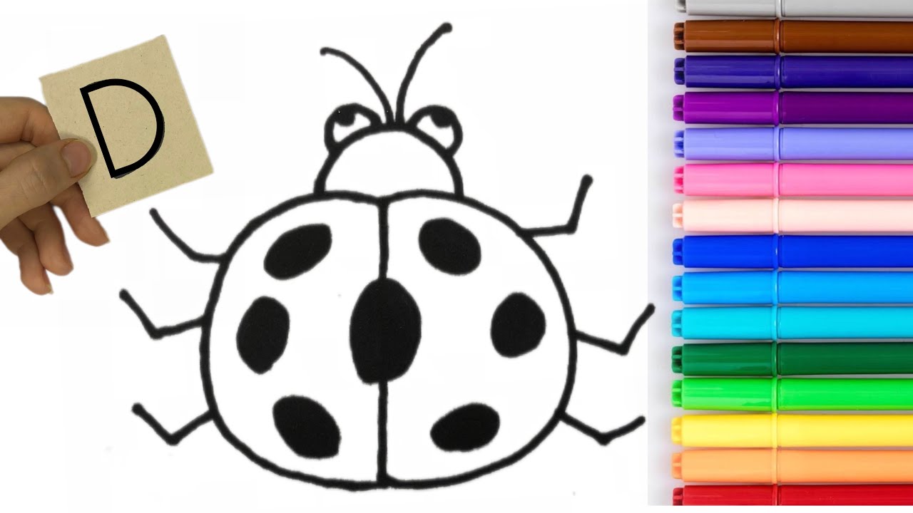 How to draw ladybug from letter D/drawing tutorial for kids. - YouTube