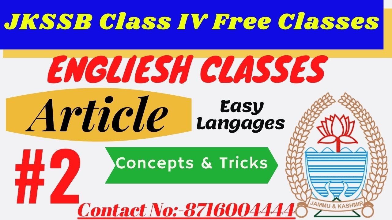 #2 English for class IV Article Lect 2 #AspireAddajammu #Jkssb - YouTube