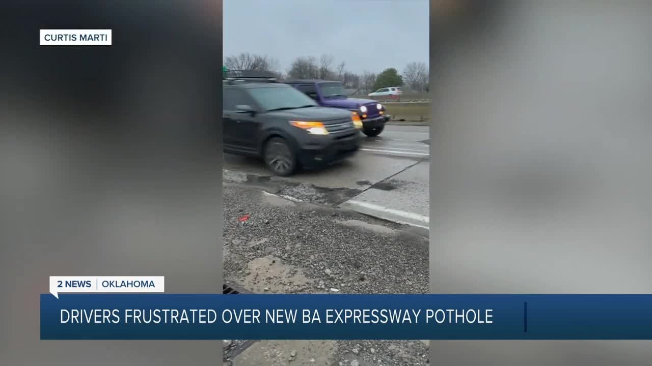 New Tulsa highway pothole frustrates drivers - YouTube