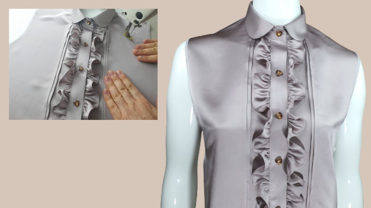 Sewing a ruffle placket blouse in an easy way at home. - YouTube