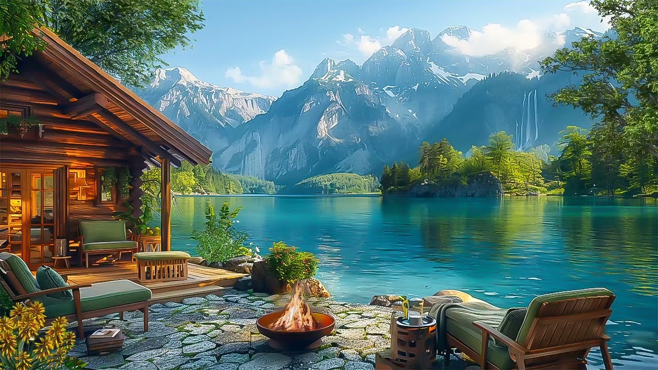 Morning Lakeside Ambience | Dreamy Scene🌸Healing & Relaxing with Bird ...