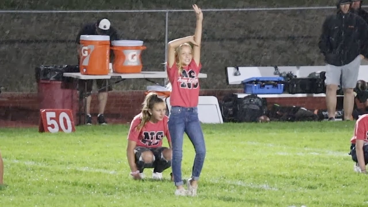 DRILL TEAM DANCES at HIGH SCHOOL FOOTBALL GAME during CRAZY LIGHTNING ...