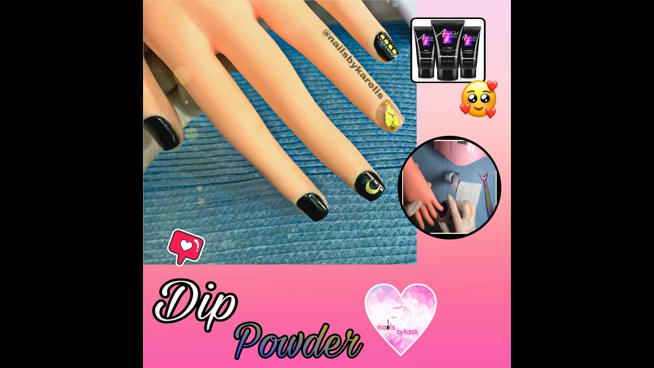 Como hacer Dip Powder sobre base de Acrigel o Polygel en tonos negros y ...