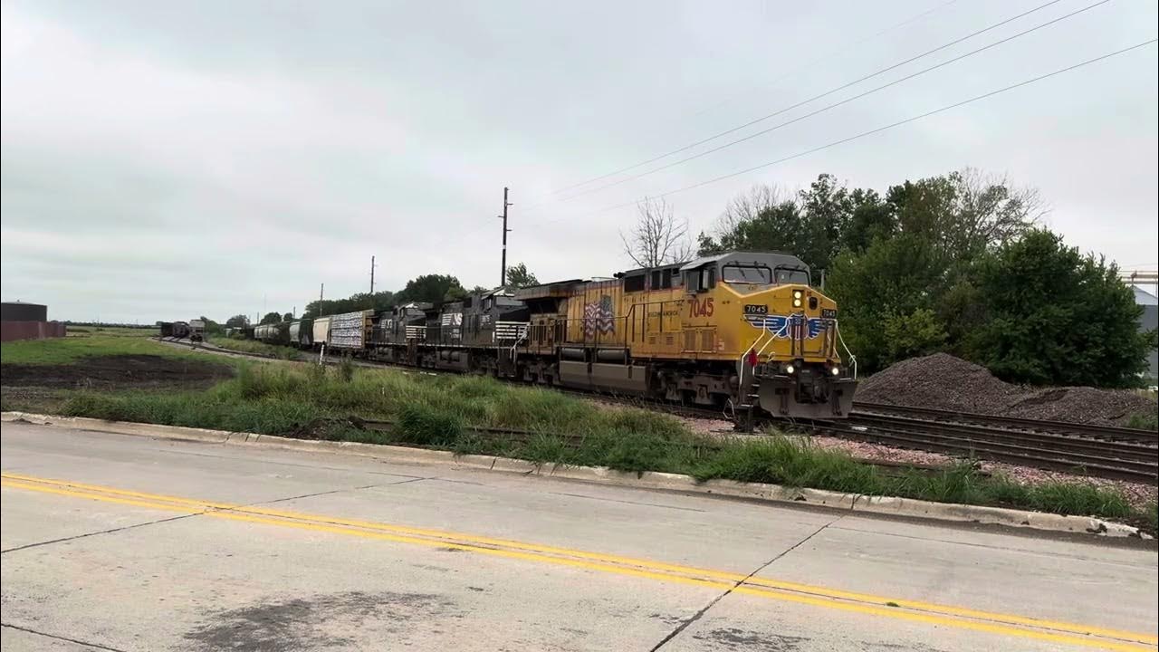 UP 7045 NS 9875 & 9757 Mason City IA #railway #locomotive #trending #train #railroad #railfan ...