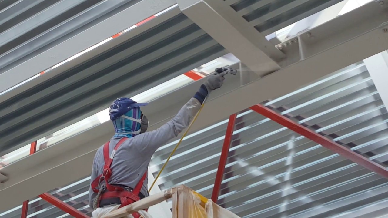 Applicazione vernice intumescente su acciaio - YouTube
