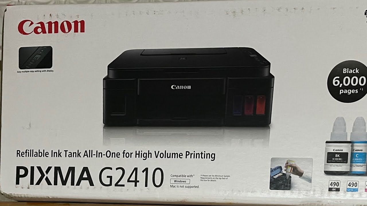 How to install printer canon كيفية تشغيل طابعة كانونpixma G2410 - YouTube