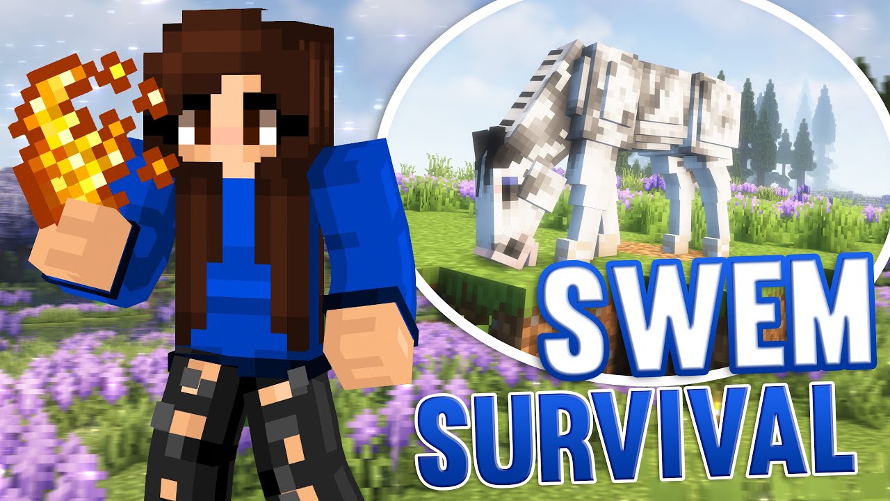 *SWEM SURVIVAL* Preparing For Our FIRST Horse! 🔴 Minecraft Horse ...