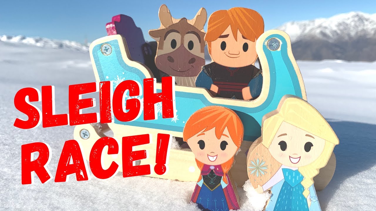 FROZEN SLEIGH RACE | Playing with Frozen Wooden Toys | Elsa Anna ...