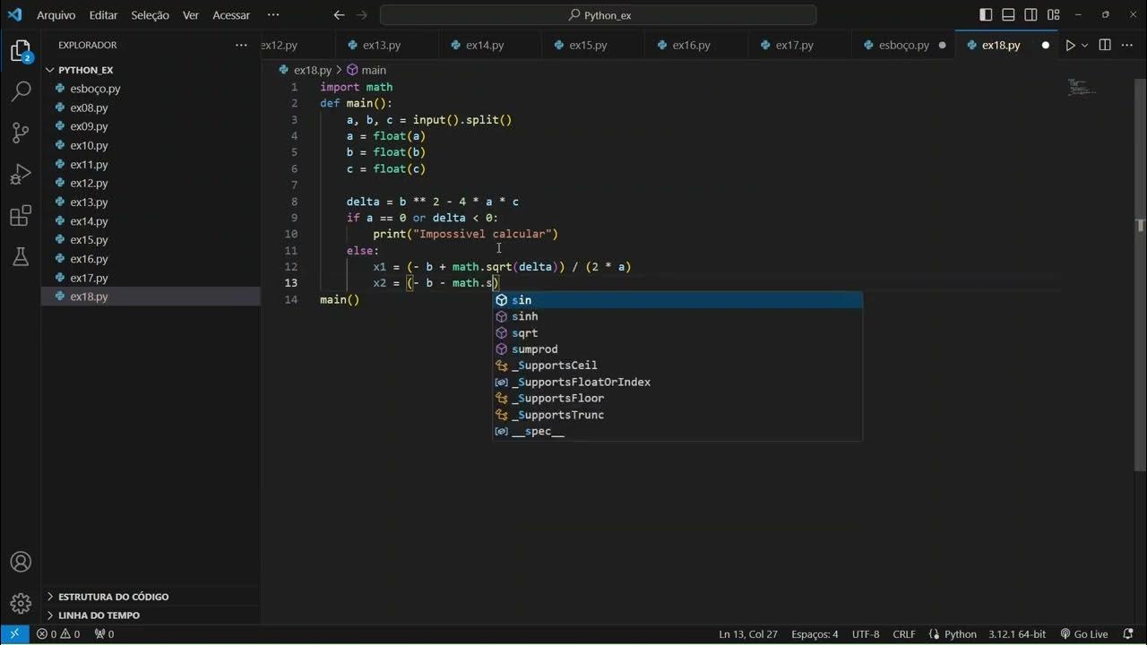 Exercício 1036 - Fórmula de Bhaskara - Resolvido em Python - Beecrowd - YouTube