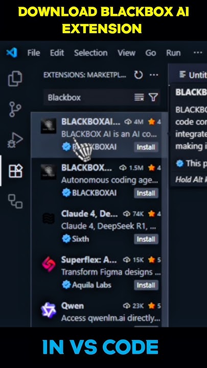 HOW TO INSTALL BLACKBOX AI IN VS CODE #BLACKBOX #coding - YouTube