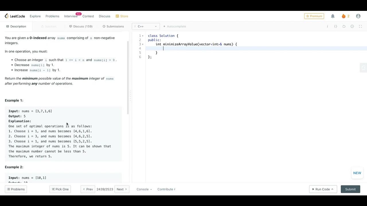 2439 Minimize Maximum Of Array Medium Leetcode The Hard Way Youtube